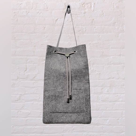 Bags | Handy Woolfelt Look Drawstring Tote Bag With Small Matching ...